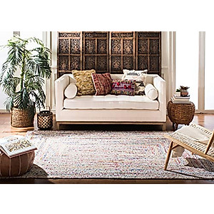 SAFAVIEH Braided Collection Area Rug - 5' x 8', Ivory & Multi, Handmade Boho Reversible Cotton, Ideal for High Traffic Areas in Living Room, Bedroom (BRD210B)