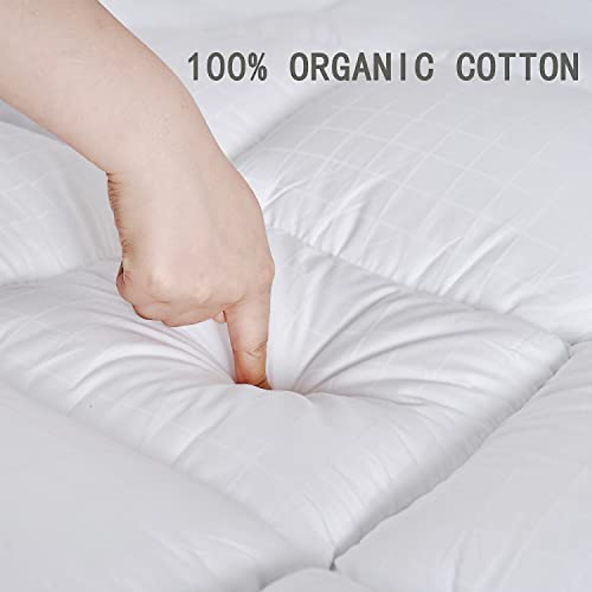 Warm Mattress Topper Twin 2 Inch Soft Plush Pillow Top 400TC Cotton Mattress Pad Bed Topper, Hotel Quality Down Alternative Pillow Topper, White
