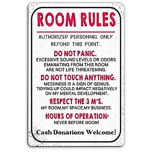 Room Sign For Teen Girls Bedroom Door Decor Girl Room Rules Signs Dorm Wall Accessories Cool Things For Teens Funny Metal Tin Signs Gaming Room Decor Teen Boy Room Art Poster 8x12 Inch