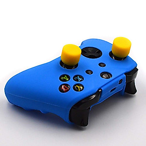 FOTTCZ Anti-Slip Soft Silicone Cover Skin Set for Microsoft Xbox One Controller which 1pcs Blue Controller Skin + 8pcs Thumb Grip Caps