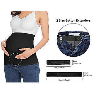 Rheane Maternity Jeans Extender Belly Bands For Pregnant Women Pregnancy Belly Band Mmaternity Pants Extender (Black 2)