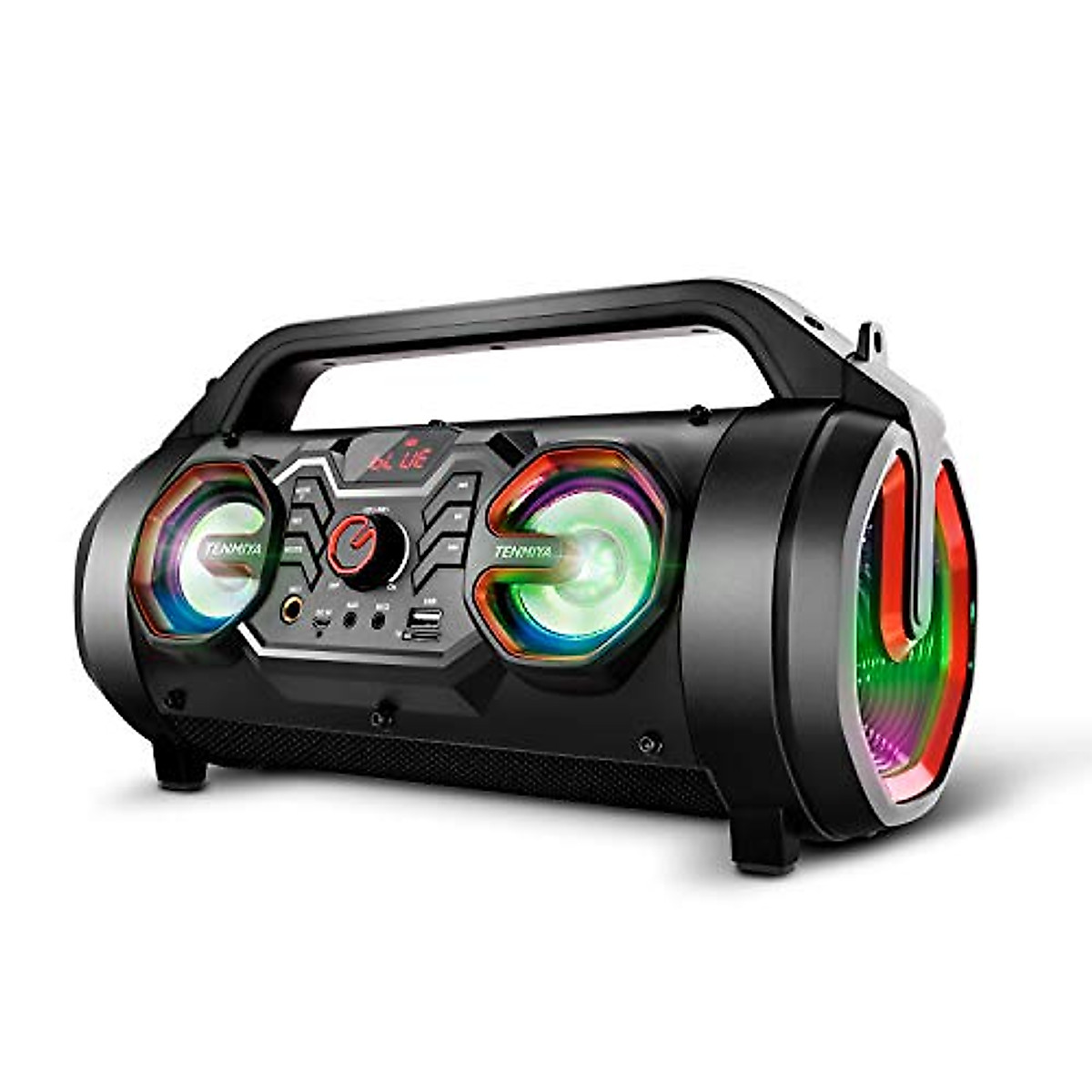Portable Bluetooth Speaker with Subwoofer, Wireless Speakers with Booming Bass, FM Radio, RGB Lights, EQ, Stereo Sound, 10H Playtime, 30W Loud Speaker for Home, Outdoor, Party, Camping, Travel