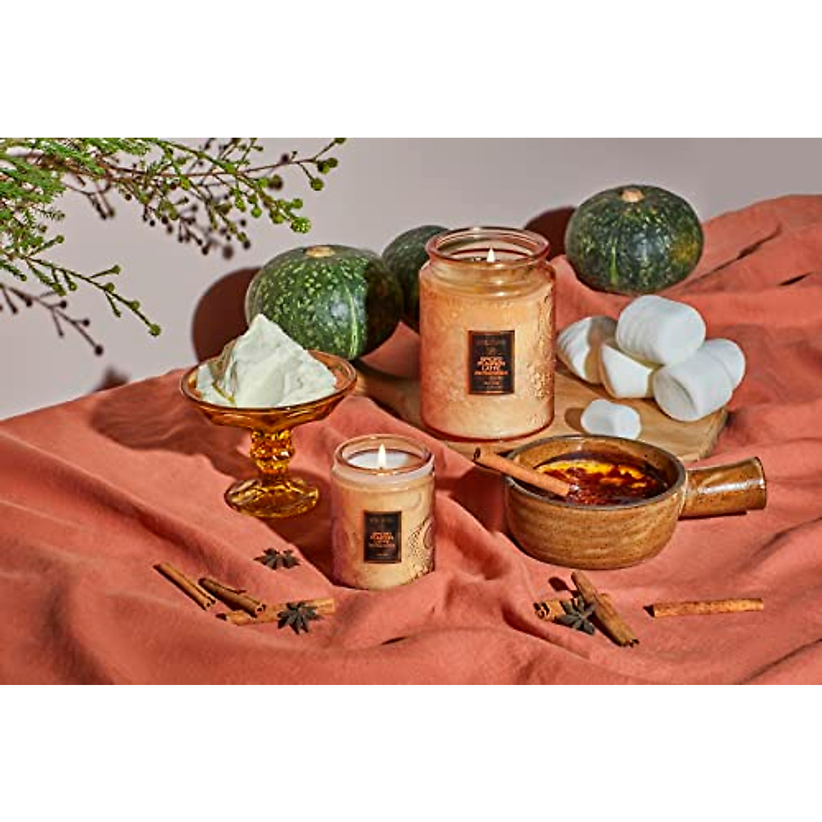 Voluspa Spiced Pumpkin Latte Candle | 18 Oz | Large Glass Jar with Glass Lid | All Natural Wicks and Coconut Wax for Clean Burning