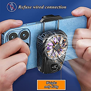 JUHARFA Phone Cooler, Wireless Phone Cooling Fan for Gaming, LED Temperature Display Battery/USB Powered Universal Back Clip Phone Fan for iPhone Samsung and Moto, etc (White)