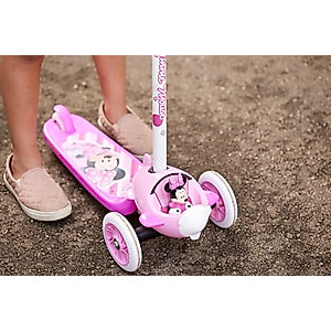 Huffy Disney Minnie Mouse Toddler Scooter, Ideal for Ages 3+, 3 Wheels, Wide Pink Deck with Minnie Mouse Graphics, Easy-Balance Scooter, Durable, Safe and Comfortable