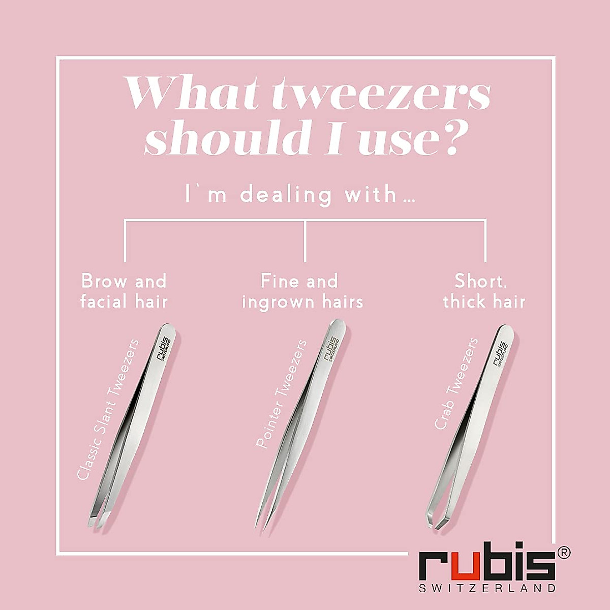 Rubis Classic Stainless Steel Slanted Tweezers for Precise Eyebrows and Hair Removal, 1K105, White,Rubis Switzerland Swiss Made World Renowned Precision