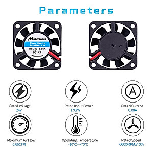 3D Printer Fan 24v 4010: 4pcs 3D Printer Cooling Fan 40mm Quiet 0.08A DC Mini Silent Brushless Fan 2 pin for 3D Printer, DVR and Other Small appliances Series Repair and Replacement