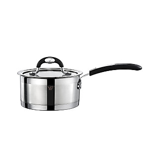 1.7-Quart 304 Stainless Steel Milk Pan Saucepan with Lid Cookware,Multipurpose Soup Pot Small Cooking Pot Pan with Long Heatproof Handle,Incuction Compatible,Dishwasher Safe, 1.7Qt Silver