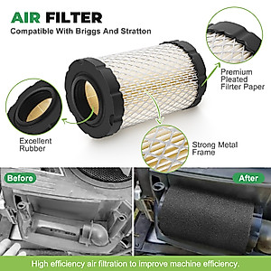 LERMITY 796031 Air Filter Tune Up Kit,Lawn Mower Oil Filter Replacement Compatible with Briggs and Stratton 591334 492932 696854; John Deere D100 D110 D125 D130; Husqvarna YTH22V46 YTH24V48 YTA22V46