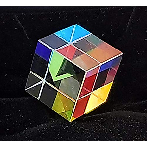 Labnique 20 mm Glass Cube Prism, RGB Dispersion Prism, X-Cube, Dichroic Cube, for Teaching of Optics, Photo Effects, and Decoration