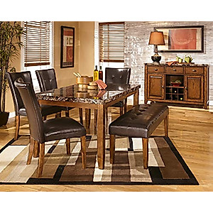 Signature Desig by Ashley Lacey Tufted Upholstered Dining Room Bench, Medium Brown