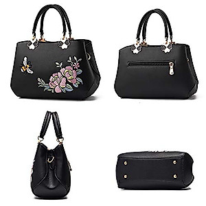 ELDA Small Satchel Bags For Women Crossbody Embroidery Top Handle Handbags Ladies Shoulder Purse
