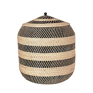 KOUBOO Extra-Large Rattan Belly, Natural-Black Storage Basket