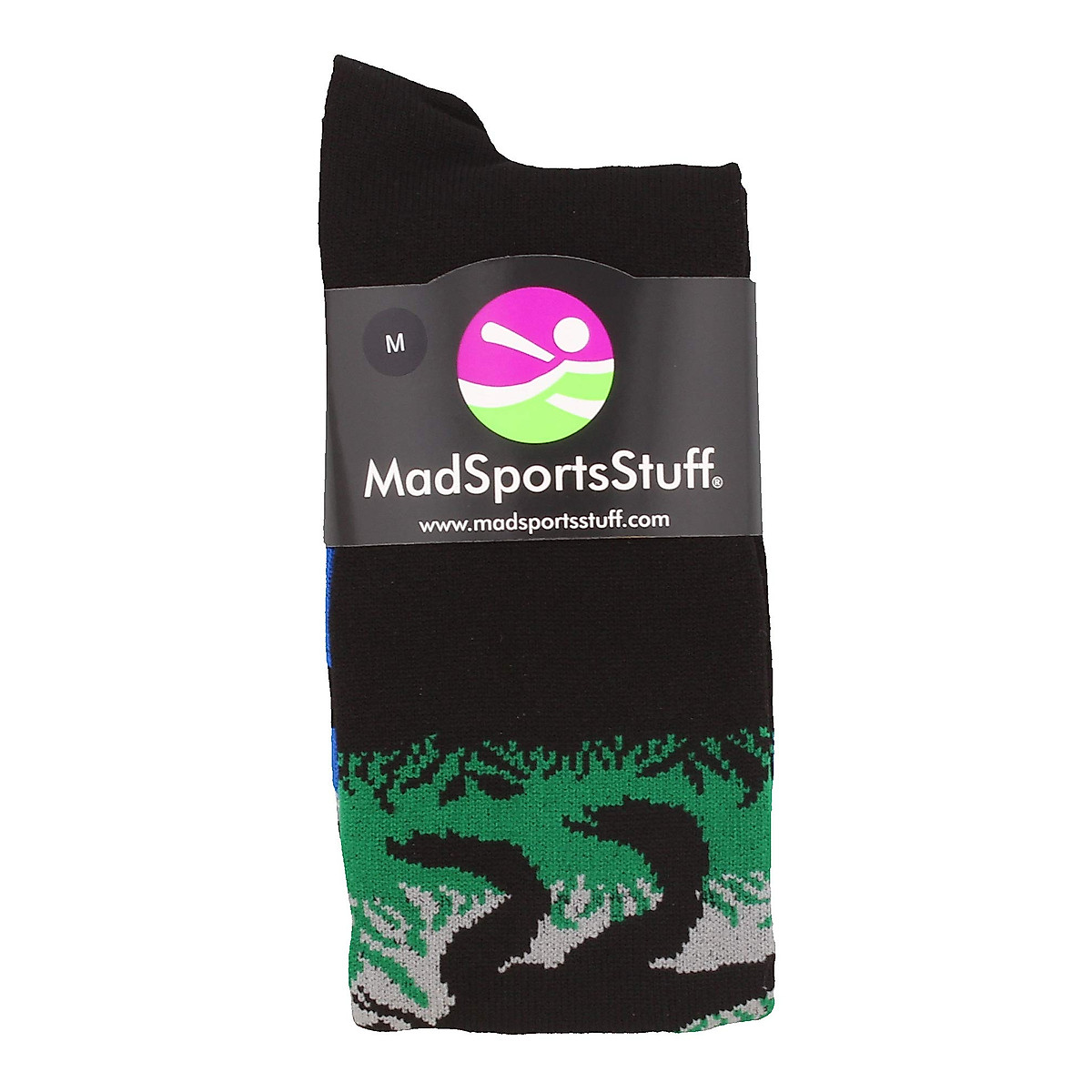 MadSportsStuff Wild T-Rex Dinosaur Socks over the calf (Dark Royal, Small)