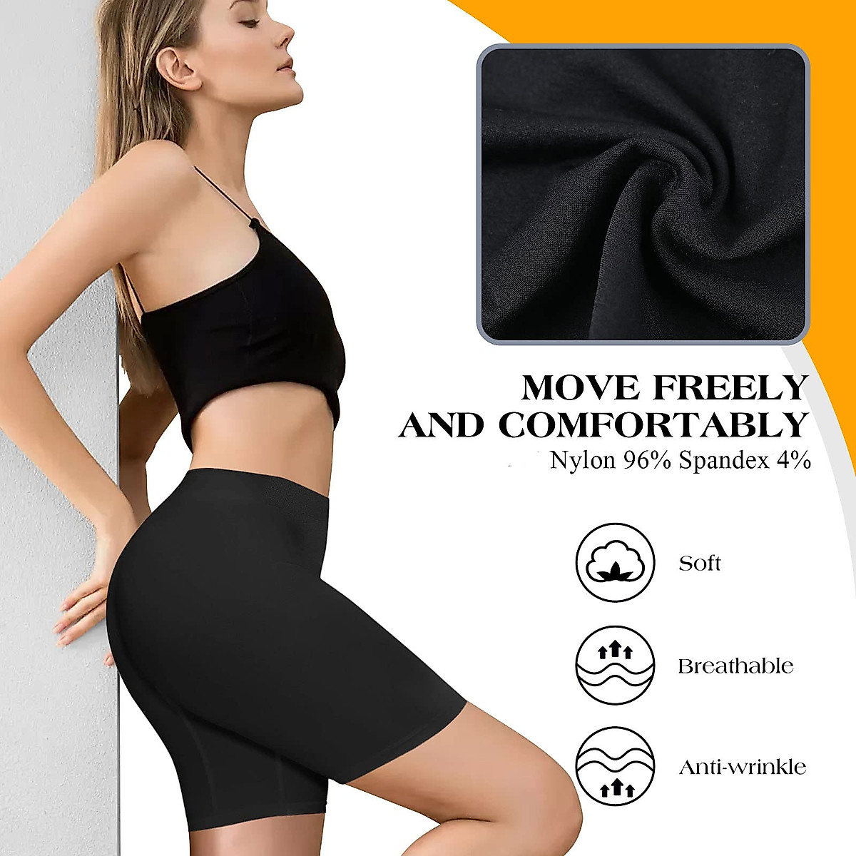 ZENUTA 2Pack Anti Chafing Shorts Women, Seamless Slip Shorts for Under Dresses, Spandex Bike Shorts for Yoga Workout (Black Nude, XX-Large)