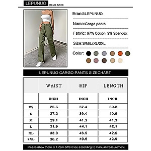 Lepunuo Cargo Pants for Women High Waisted Casual Pants Baggy Stretchy Wide Leg Y2K Streetwear with 6 Pockets Army Green
