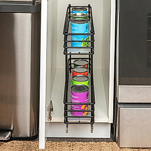 Household Essentials Narrow Sliding Cabinet Organizer, Two Tier Organizer, Matte Black, Great for Slim Cabinets in Kitchen, Bathroom and More, 5"