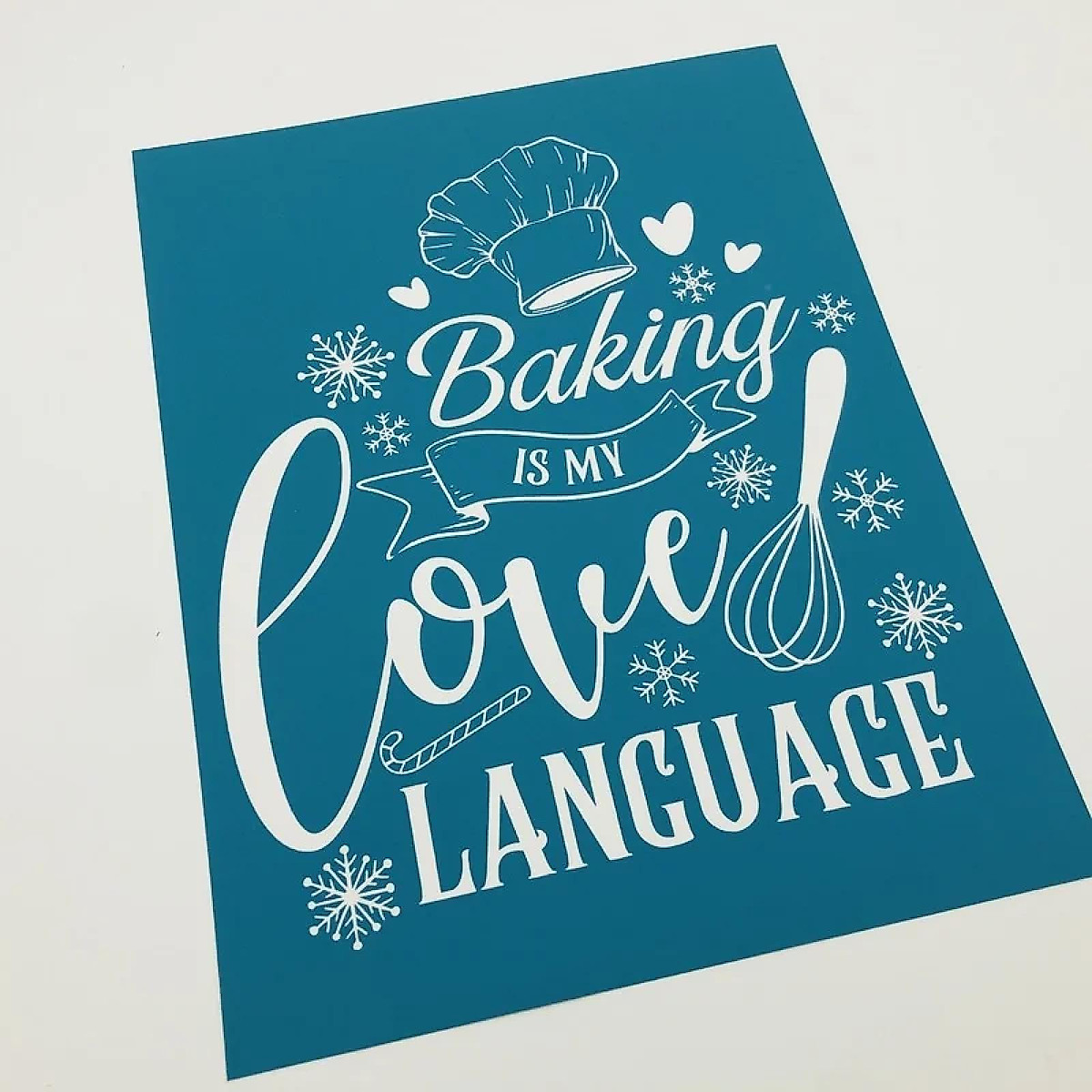 MANGOUSONG Screen Printing Kit,22x28cm Baking is My Love Language Mesh Screen Stencils Self-Adhesive Silk Screen Printing Stencil for Canvas Bag Washable