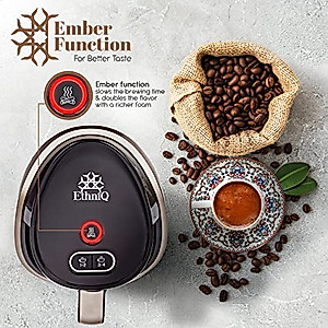 ETHNIQ Turkish Coffee Maker - 100% BPA Free, 120V, 1 to 4 Cup Brewing Capacity with Cook Sense Technology for Delicious Cup of Turkish & Greek Coffee, Turkish Coffee Pot - Black/Silver