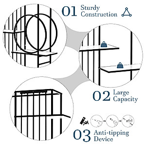 Yoglad 6 Tier Open Bookshelf, 70.9Inch Tall Modern Free Standing Bookcase with Black Metal Frame, Book Shelves Open Display Shelf Organizer for Living Room Bedroom Office Home