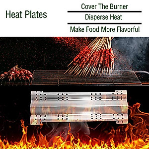 Damile Grill Heat Plates Shield Burner covers BBQ Gas Grill Replacement Parts, Grill Heat Tent Flame Tamer Grill Plates for Gas Grill Brinkmann Charmglow 810-7450-S, 810-7451-F, 810-8500-S, 810-8530-S