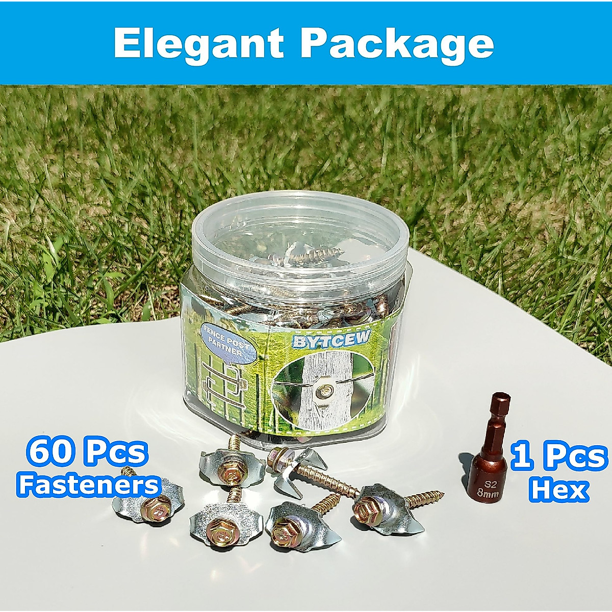 Bytcew Wire Wood Fencing Fasteners Staple, 60 Pcs Fence Nails Clips Post Screw for Wire Mesh and Woven Fencing, Quickly Install with Power Drill