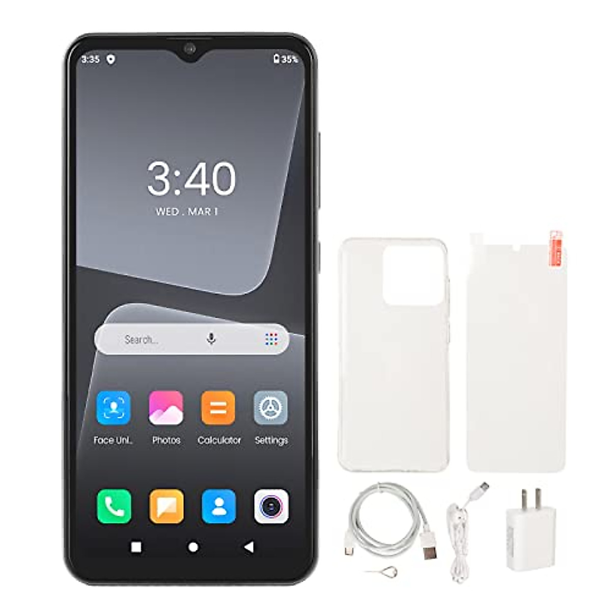 Dilwe M13 4G Unlocked Cellphone, 6.53in HD Screen Smartphone, 4G 5GWIFI Dual SIM Slots Mobile Phone, 6GB RAM 128GB ROM, Face ID Unlocked Mobile Phone for Android12, M13-Black
