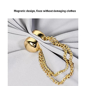 Multi-Function Magnetic Clothing Clips, 4 Packs Strongest Magnetic Strength Buttons Clips, Multi-Purpose Magnetic Pinless Brooch for Women Clothes Hijab Magnets (2Gold 2Silver, GS-4)
