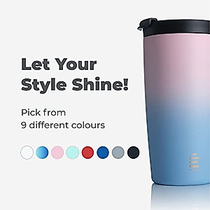 HYDRATE Travel Coffee Mug, Reusable Coffee Cup with Leak-proof Lid, Multiple Colors, Stainless Steel Thermal Mug for Hot and Cold, 500ml Insulated Coffee Mug for Men, Women & Adults (Cotton Candy)
