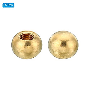 PATIKIL M5x0.8 Thread Cap Nuts Knob, 5 Pack Brass Ball Lamp Decoration Screw Caps Nut for Furniture Lighting