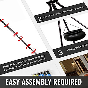 Halloween Decorations Outdoor - Halloween Party Decorations - Large Witches Cauldron on Tripod with Lights - Black Plastic Bowl Decor - Hocus Pocus Candy Bucket Decoration for Home Porch Outside