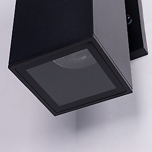 mirrea Modern Outdoor Porch Light Patio Light in 2 Lights with Aluminum Rectangular Tube and Tempered Glass Cover Waterproof Wall Sconce 2 Pack (Matte Black)