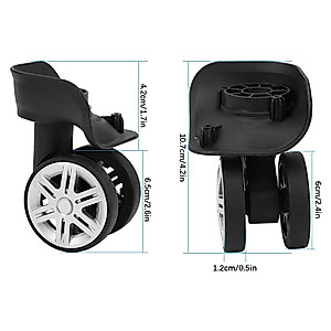 Ladieshow Luggage Wheels,1Pair Suitcase Wheels Replacement Draw‑Bar Box Accessory 360 Swivel Wheel Suitcase Luggage Carrier Wheel Replacement