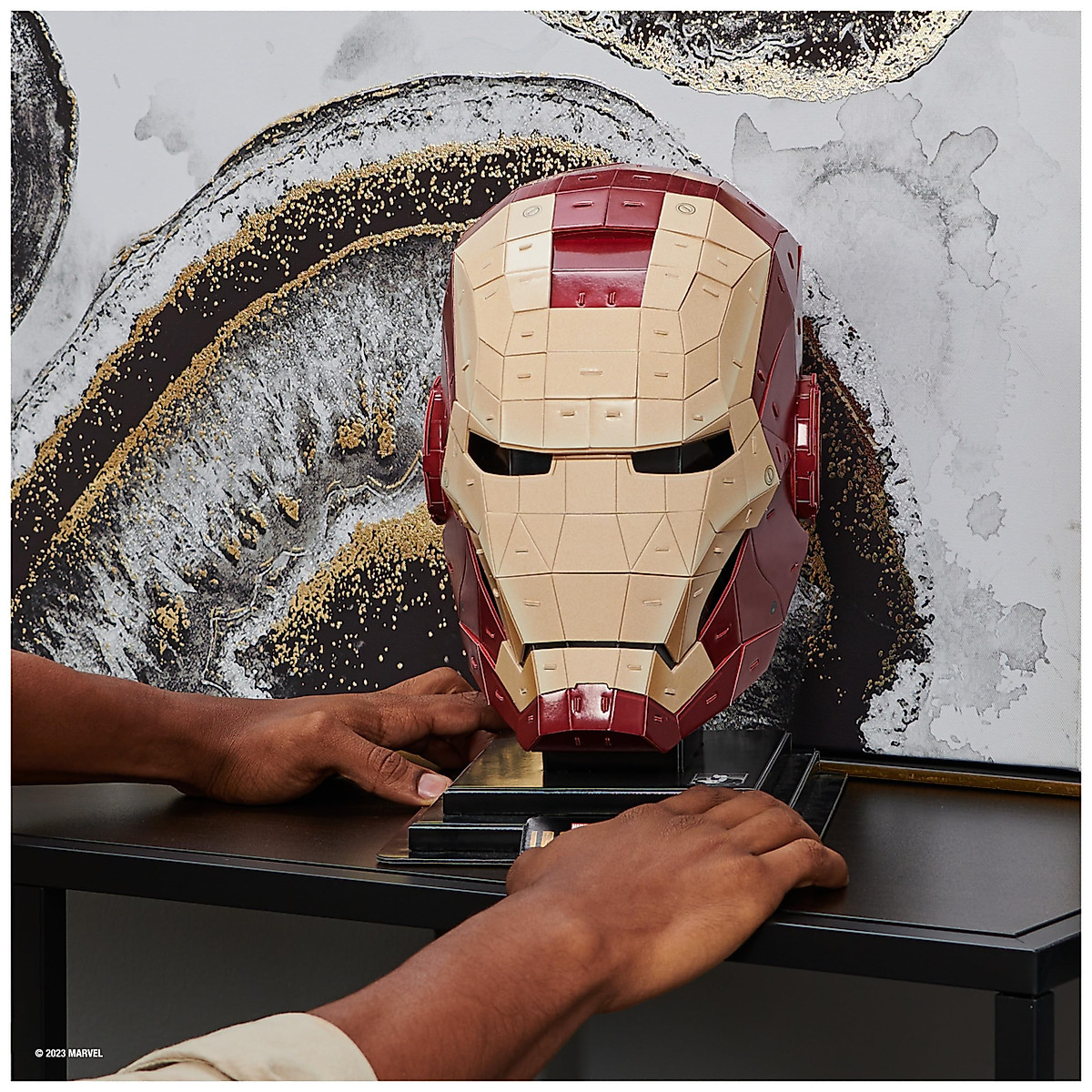 4D Build, Marvel Iron Man 3D Puzzle Model Kit with Stand 96 Pcs | Iron Man Helmet Desk Decor | Building Toys | 3D Puzzles for Adults & Teens 12+