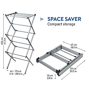 Artmoon Gobi Foldable Drying Laundry Rack, Portable Clothes Horse Made of Rustproof Steel, Extendable 17.3''- 29.5''