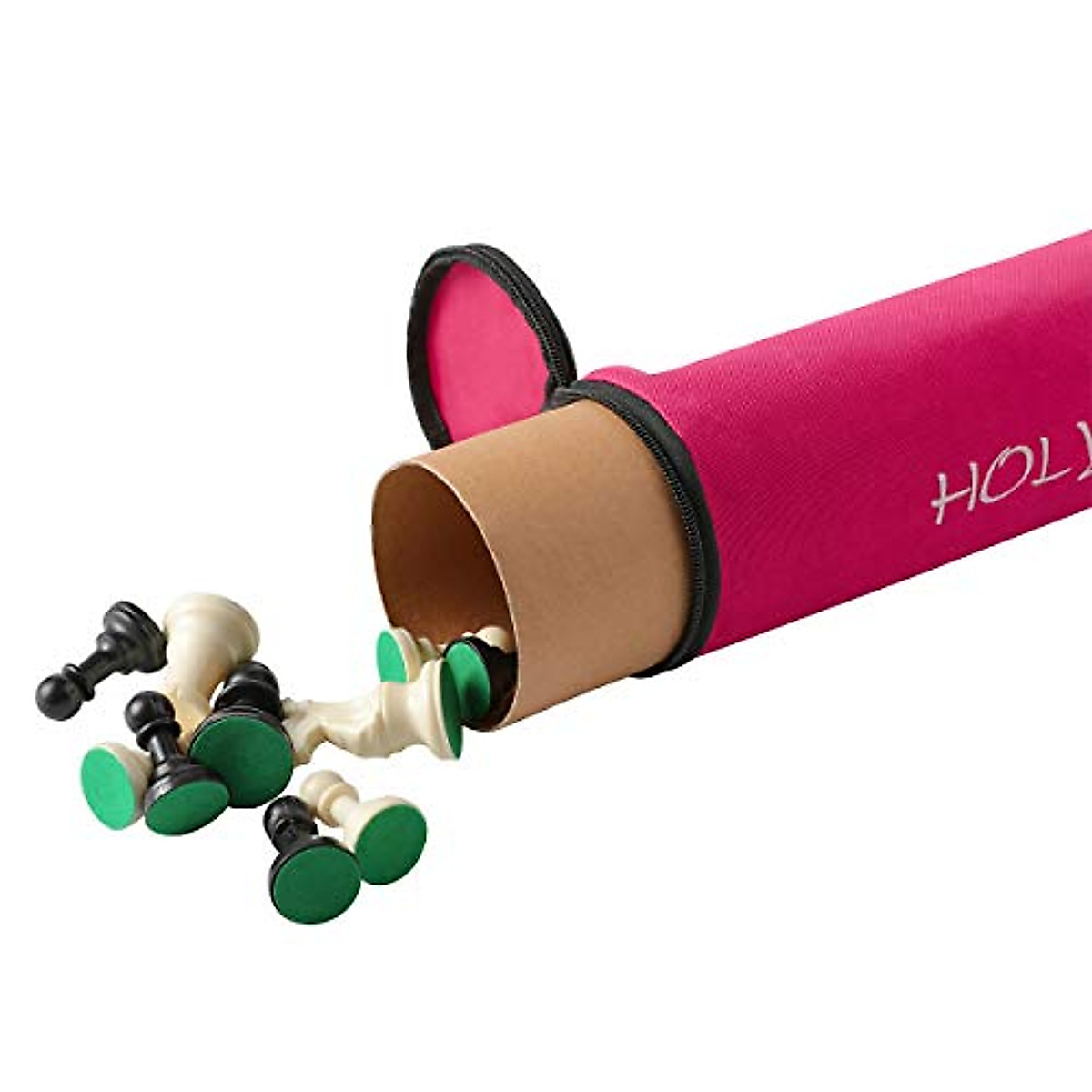 HOLYKING 20" Tournament Travel Chess Sets Roll Up, Beginner Portable Vinyl Chess Board Game Set in Carry Tube, Family Games for Kids Adults -Forest Green