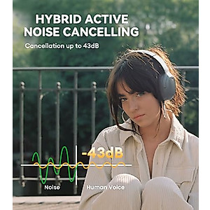 Edifier W820NB Plus Hybrid Active Noise Cancelling Headphones - LDAC Codec - Hi-Res Audio - Fast Charge - Over Ear Bluetooth V5.2 Headphones for Travel, Flight, Train, and Commute- Gray