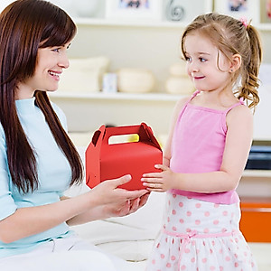 30 Pcs Gable Treat Boxes, Small Goodie Boxes Red Party Favor Boxes Cardboard Kraft Paper Gift Box Dessert Candy Cookie Boxes for Birthday Baby Shower Mothers Day Party Favors, 4.5 x 3.1 x 5.1" (Red)