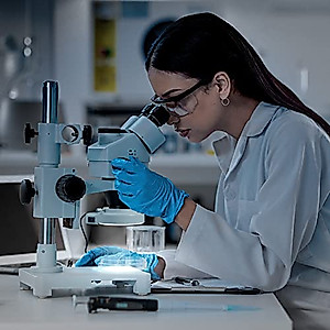 Annhua Microscope LED Ring Light with Dimmer Control, 144 LED Microscope Lamp Source Illuminator Adjustable for Stereo Microscope, Camera and Mini Lathe - White