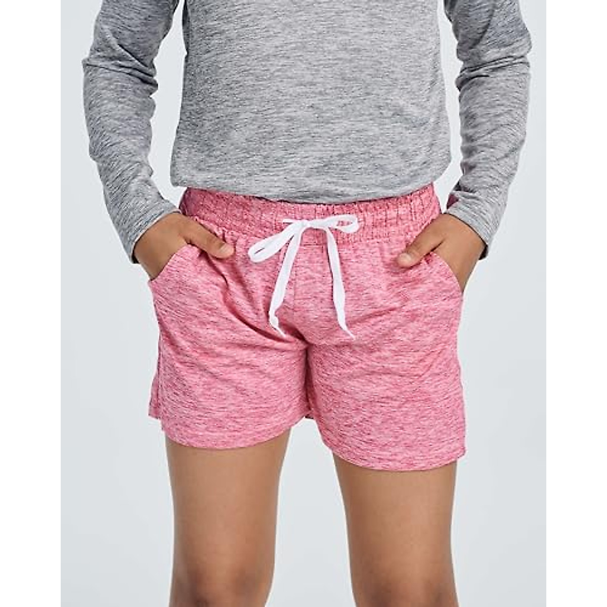 Real Essentials 4 Pack: Girls Active Athletic Performance Dry Fit Short Running Sports Shorts Soccer Tennis Summer Basketball Lounge Casual Sleep Bottoms Gym Workout Kids Dolphin - ST 2,M (10-12)