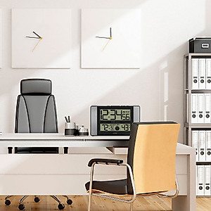 La Crosse Technology Atomic Digital Clock with Temperature and Moon Phase, Aluminum Finish (513-1417AL)