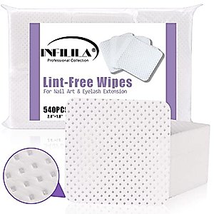 Lint Free Nail Wipes INFILILA Nail Polish Remover 540PCS Super Absorbent Soft Nail Pliosh Remover Pads Lint Free Wipes