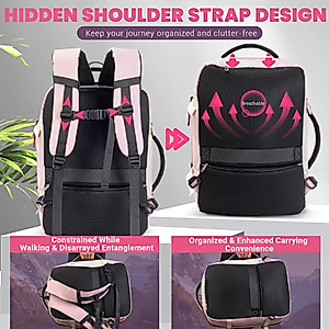 BAOXA Large Carry on Backpack, Expandable Travel Backpack for Women Airline Approved, 40L Suitcase Backpack for Women Men, Weekender Luggage Backpack for Traveling on Airplane (Pink)