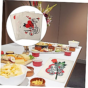 STOBOK 4pcs Valentine's Day Placemat Linen Placemats Embroidered Table Runner Table Placemats Burlap Kitchen Placemats Jute Placemats Linen Table Runner Household Placemat Dinnerware Mat