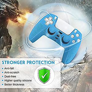SIKEMAY [2 Pack] PS5 Controller Skin, Anti-Slip Thicken Silicone Protective Cover Case Perfectly Compatible with Playstation 5 Dualsense Controller Grip with 8 x Thumb Grip Caps