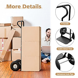 Nightcore Hand Truck 660 LBS Capacity, Heavy-Duty Dolly Cart w/P-Handle, All-Terrain Double Bearing Rubber Wheels, Foldable & Space-Saving Hand Cart for Home, Warehouse, Garage, Backyard (Black)