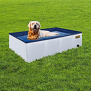 KOPEKS Outdoor Rectangular Swimming Pool Bathing Tub - Portable Foldable - Large - 43" x 27" - Grey,KPS-1081