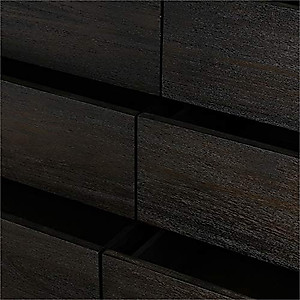 Loft 6-Drawer Acacia Mid-Century Modern Bedroom Dresser, 63" Wide, Brushed Brown-Grey