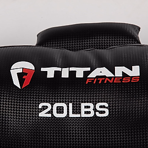 Titan Fitness 20 LB Functional Training Swing Bag, PU Material Bulgarian Power Sand Bag, Multiple Grips for Squats, Lunges, Throws, and More
