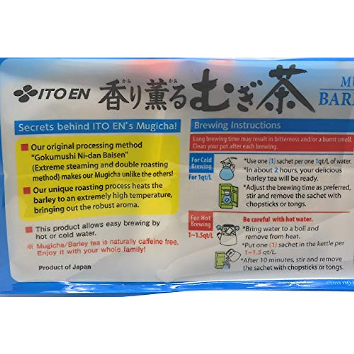 ITO EN Japanese Barley Tea Kaori Kaoru (Aromatic) Mugichae Tea COLD/HOT 108 Bags